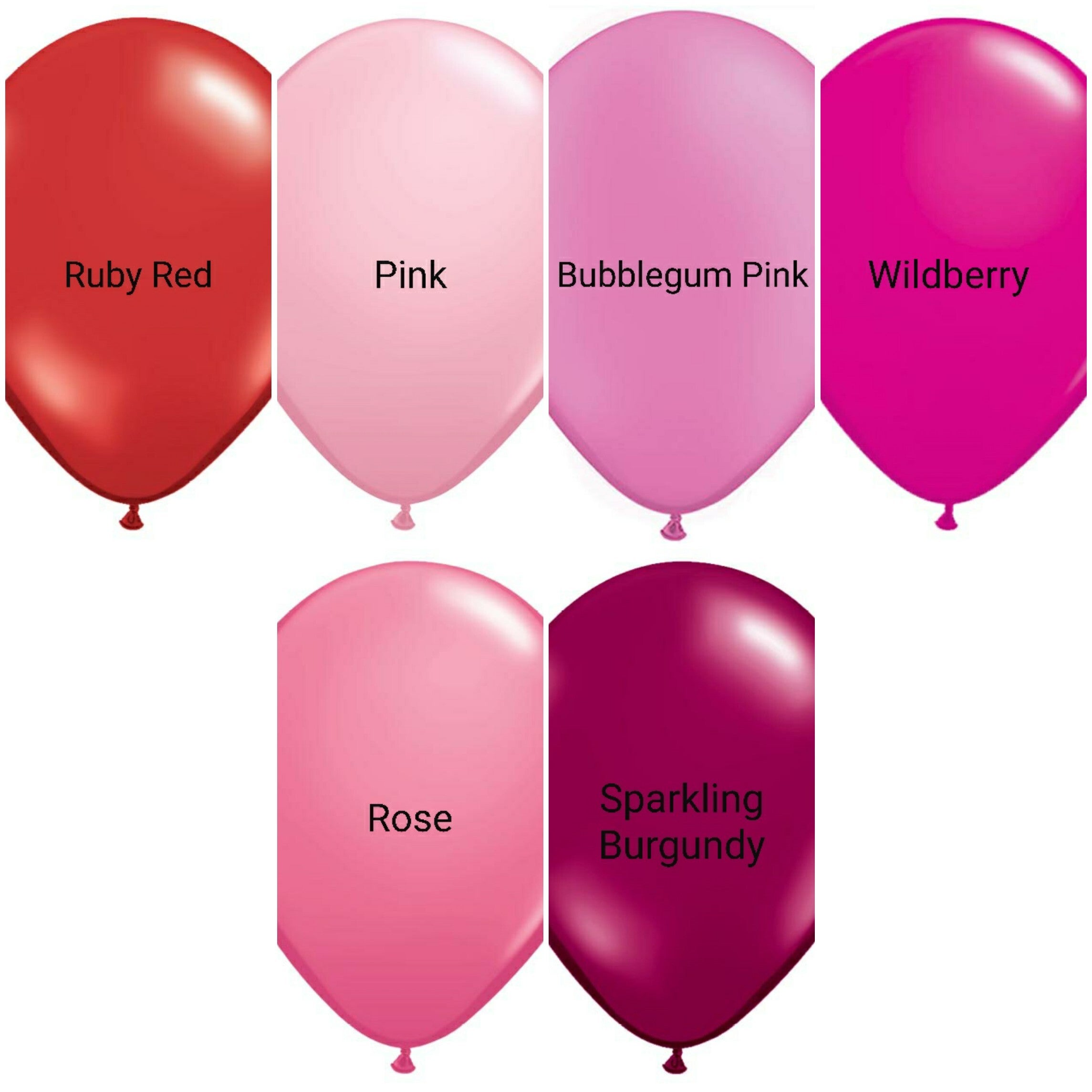 11" Latex Ruby Red, Pink, Bubblegum Pink (NOT AVAILABLE), Wildberry ...